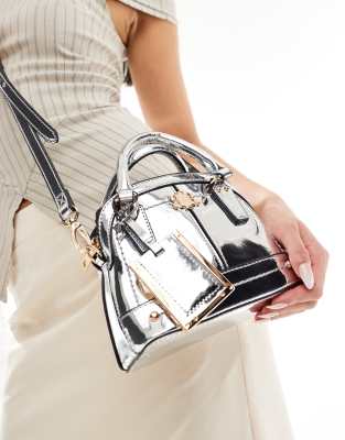 River Island metallic mini bag in silver | ASOS