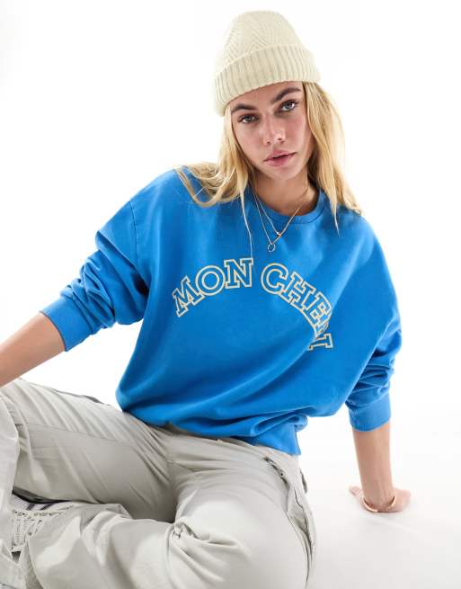 River Island Mon cherie sweatshirt in blue | ASOS
