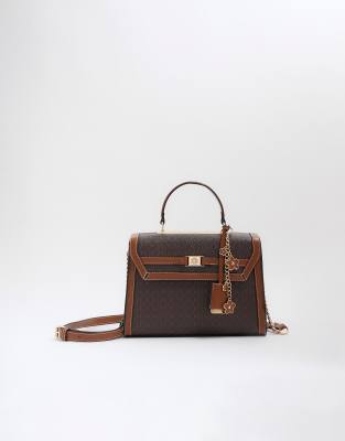 River Island Monogram chain strap tote bag in brown - dark | ASOS