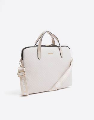 River Island Monogram laptop case in beige - light | ASOS