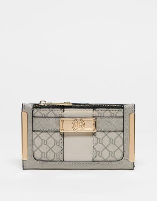 River Island monogram panelled mini purse in grey | ASOS
