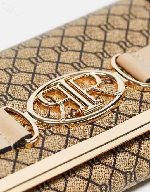 River Island monogram print purse in brown | ASOS