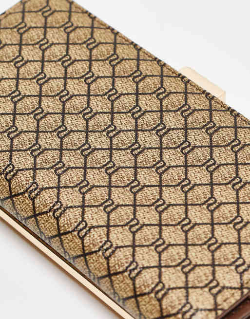 River Island monogram print purse in brown | ASOS