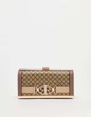 River Island monogram print wallet in brown | ASOS