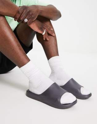 River Island moulded sliders in grey | ASOS