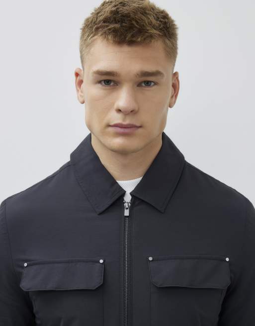 River Island Muscle fit shacket in black | ASOS