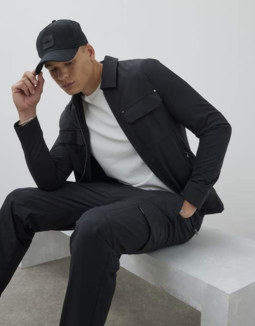 River Island Muscle fit shacket in black | ASOS