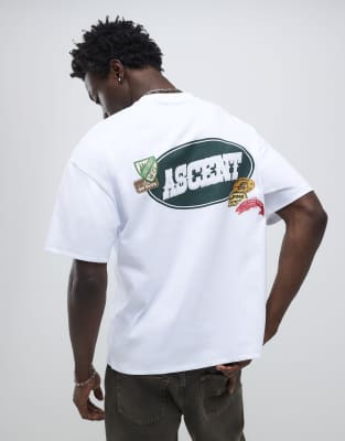 River Island Oversized fit alpine badging t-shirt in white | ASOS