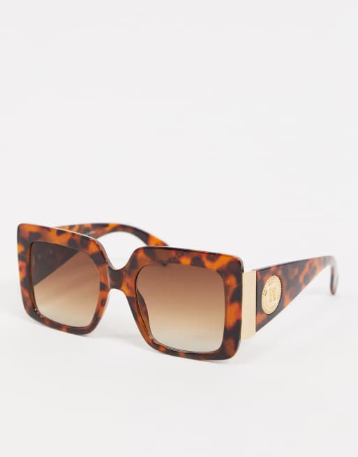 River Island Oversized Square Glam Sunglasses In Tort Asos