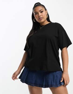 River Island Plus drop shoulder t-shirt in black | ASOS