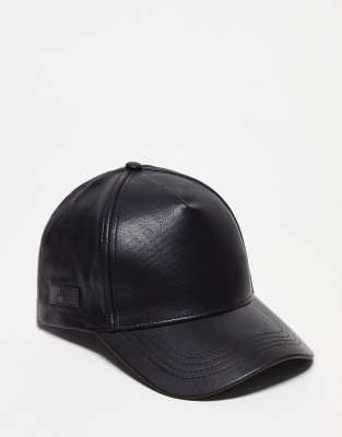 River Island PU cap in black | ASOS