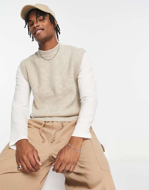 River Island - Pull sans manches en maille - Taupe | ASOS