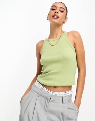 River Island racer neck vest in green | ASOS