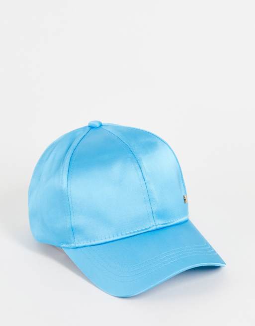 River Island satin cap in bright blue | ASOS