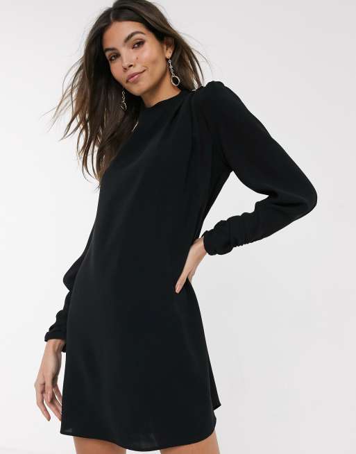 River Island satin swing dress in black | ASOS