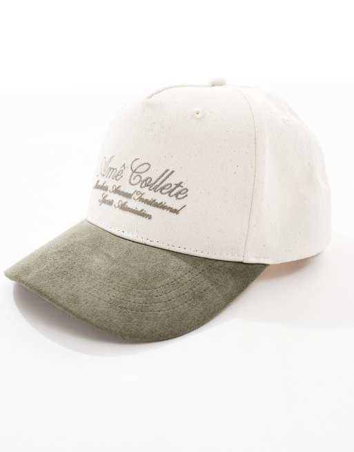 River Island script cap in ecru and khaki | ASOS