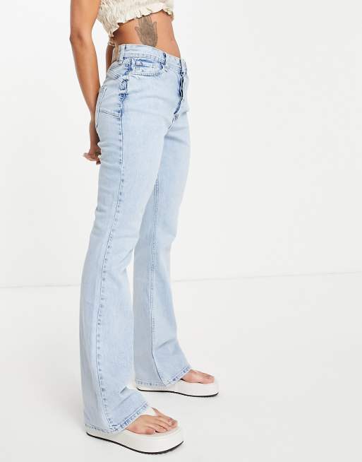 River Island sculpt flare jean in light blue | ASOS
