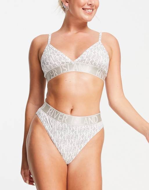 River Island Set Mit Slip Und Bralet Mit Hohem Logobund Und Monogramm