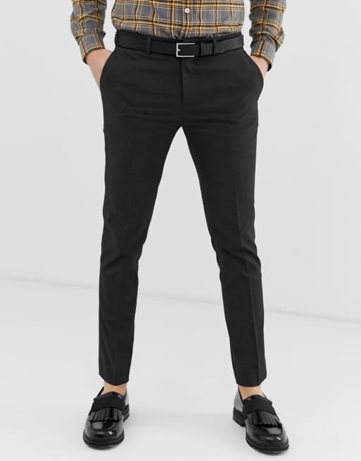 River Island Skinny Fit Smart Trousers In Charcoal Asos