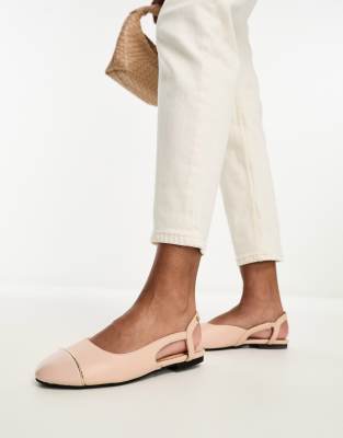 River Island sling back ballerina shoe in beige | ASOS