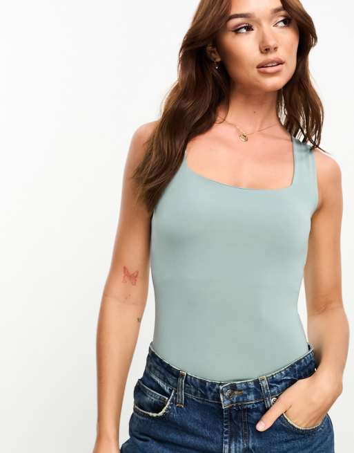 River Island Square Neck Body in Green | ASOS