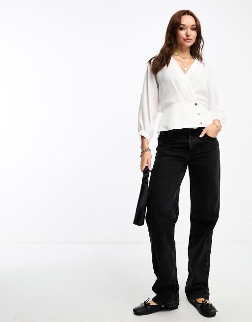 White Wrap Blouse River Island River Island Satin Wrap Around Tie