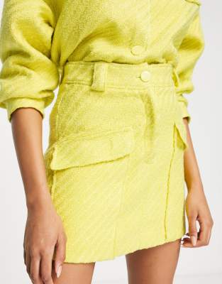 River Island Utility Boucle Mini Skirt In Yellow Part Of A Set Modesens