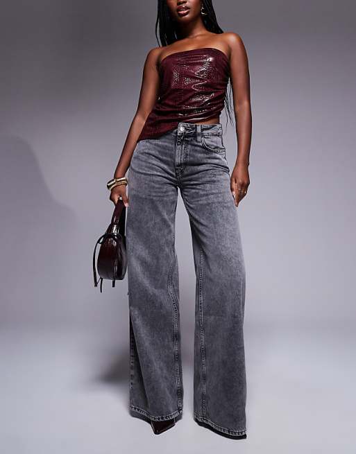 River Island wide leg jean in grey | ASOS River Island wide leg jean in grey | ASOS
