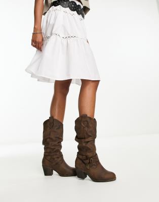 Rocket Dog Sidestep Western Boot in Brown | ASOS