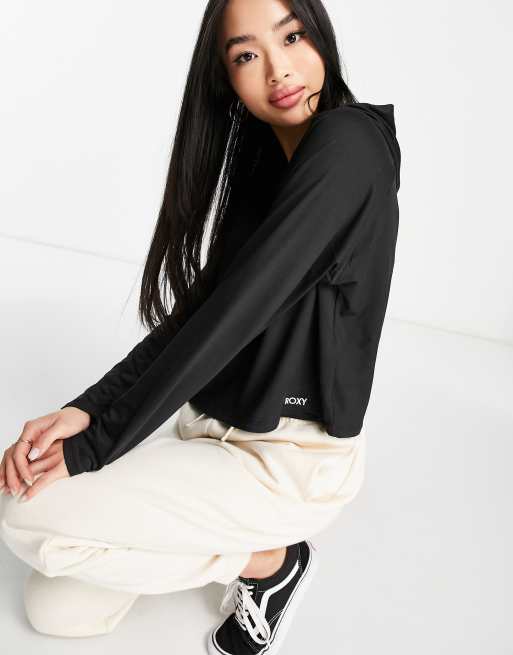 Roxy Cosmic Dancer hooded long sleeve top in black | ASOS