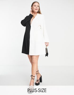 Saint Genies Plus - Robe blazer effet color block - Noir et blanc | ASOS