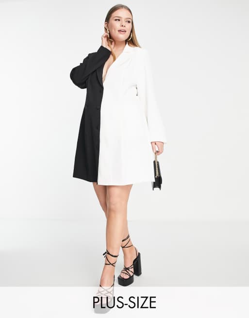 Saint Genies Plus - Robe blazer effet color block - Noir et blanc | ASOS