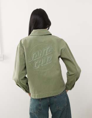 Santa Cruz back print logo button up shacket in light khaki | ASOS