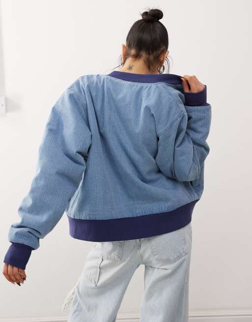 Santa Cruz denim bomber jacket in blue | ASOS