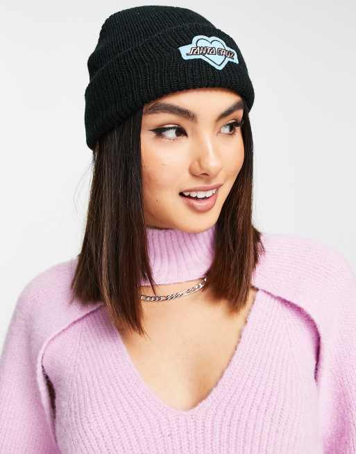 Santa Cruz knitted beanie with heart logo | ASOS