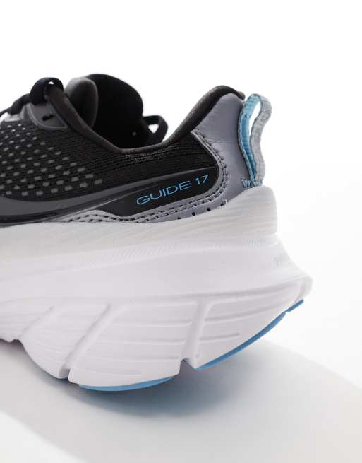 Saucony Guide 17 structured cushioning running trainers in black and white