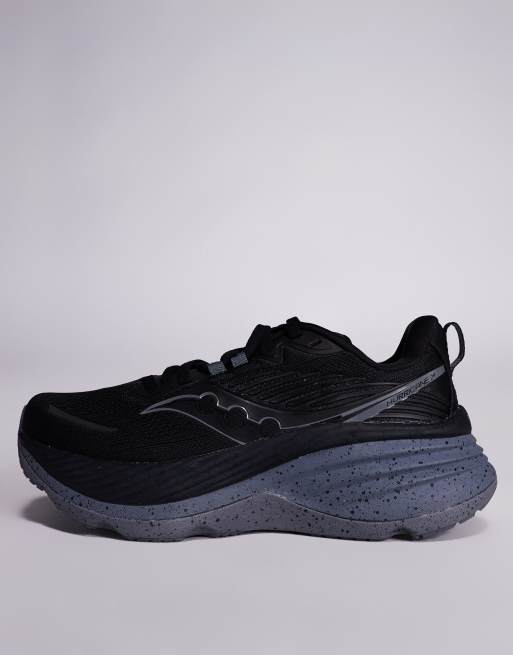 Saucony Hurricane 24 running trainers in black and shadow