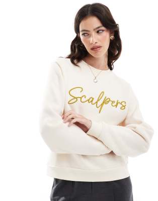 Scalpers embroidered sweater in ecru | ASOS