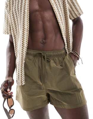 Scalpers icon milos swim shorts in khaki | ASOS