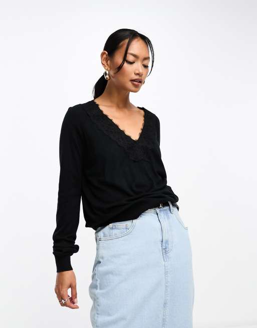 Scalpers - Pull en maille à décolleté plongeant - Noir | ASOS