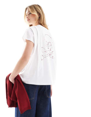 Scalpers Skull Multistuds Tee In White | ASOS