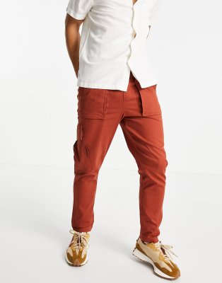 Selected Homme cargo pants in burnt red | ASOS