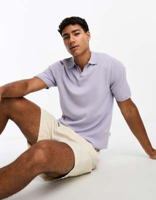 Selected Homme knitted polo in lilac | ASOS