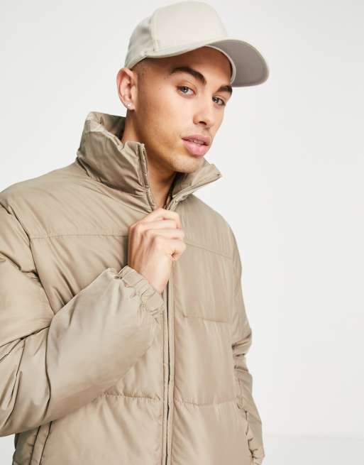 Selected Homme puffer jacket in beige | ASOS