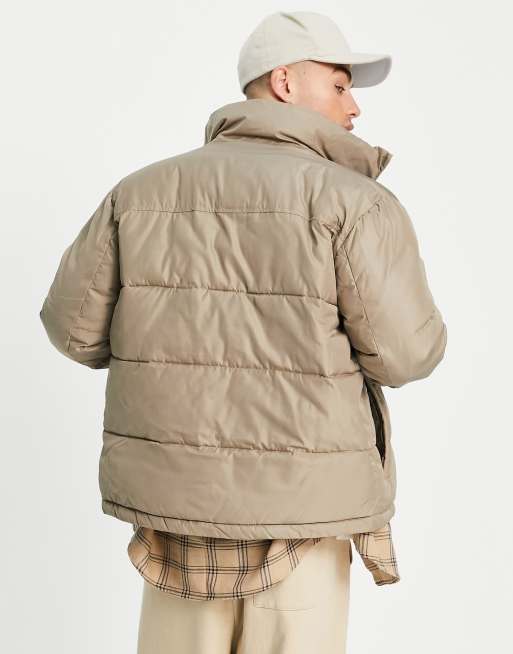 Selected Homme puffer jacket in beige | ASOS