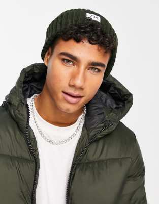 Selected Homme ribbed knit beanie in khaki | ASOS