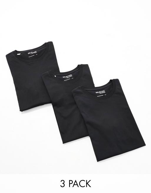 Selected Homme T Shirt In Schwarz 3er Pack Asos