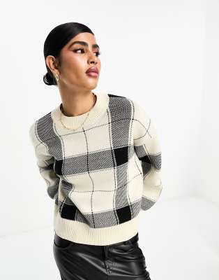 Selected oversized jumper in mono check | ASOS