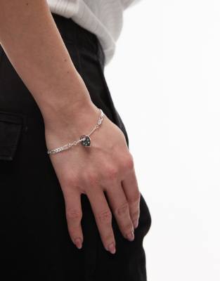 Seol + Gold - Bracelet en argent massif avec breloque cadenas en cœur ...