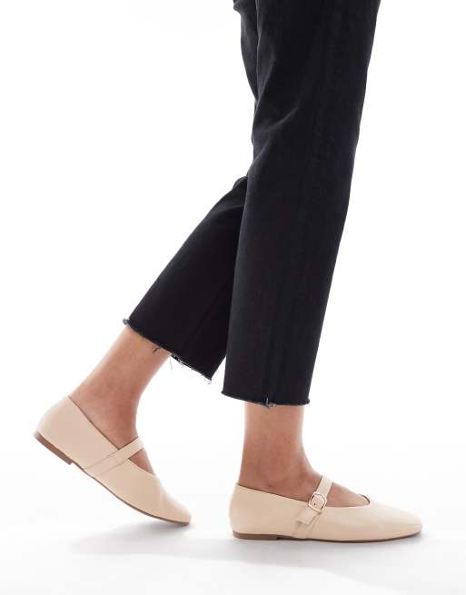 SEQWL Iris high vamp ballet flats in cream | ASOS